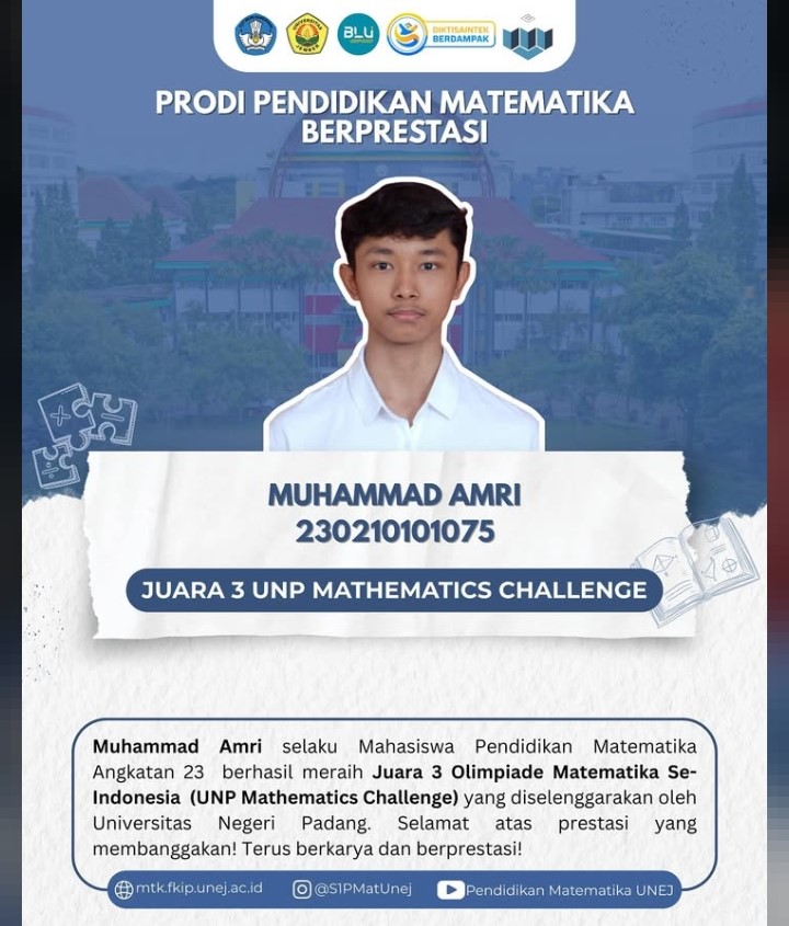 Mahasiswa Pendidikan Matematika UNEJ Raih Juara 3 UNP Mathematics Challenge - Fakultas Keguruan ...